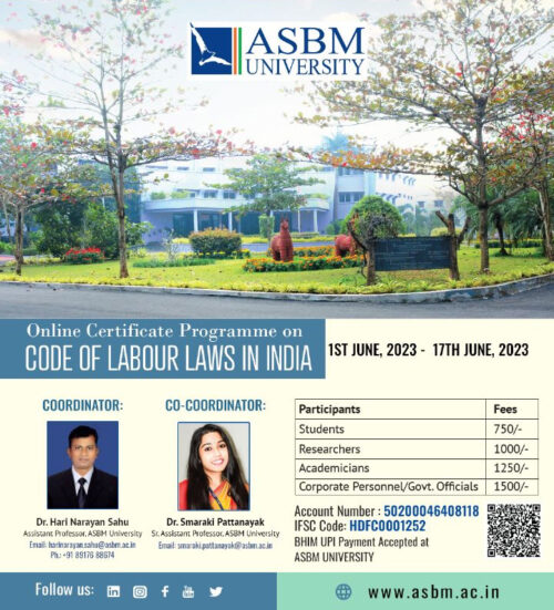 Online Certificate Programme on CODE OF LABOUR LAWS IN INDIA